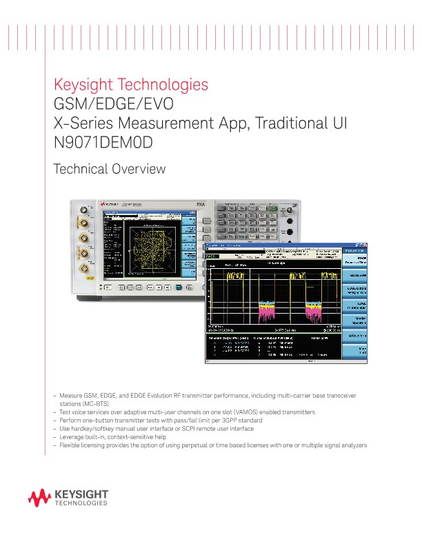 GSM/EDGE/EVO X-Series Measurement App, Traditional UI N9071DEM0D PDF Asset Page | Keysight